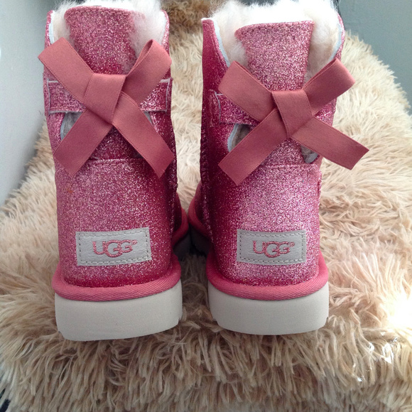 UGG | Shoes | New Ugg Mini Bailey Bow Pink Sparkle Boots | Poshmark